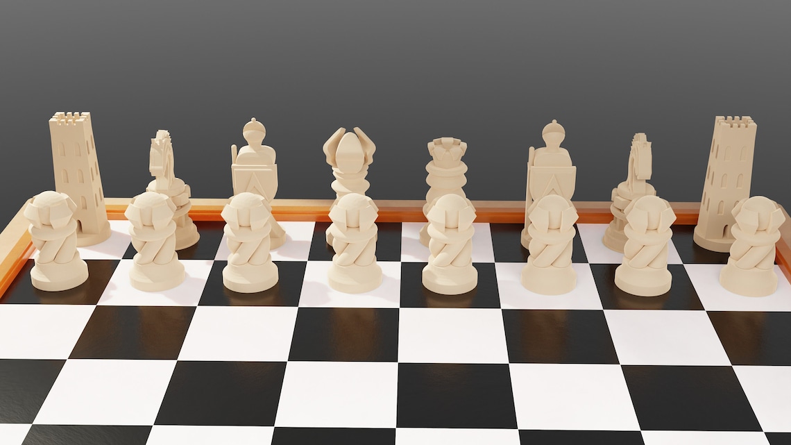 Chess Set Modern 3D Print File Stl, Chess Set Premium Chess Set Chess ...