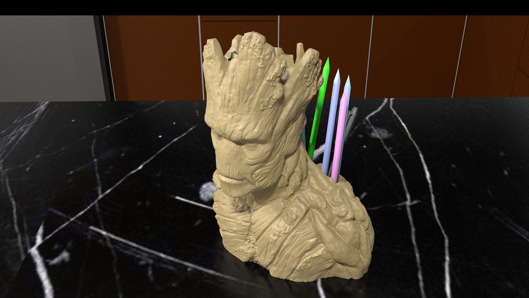 Groot Pen Holder STL File 3D Printed Pen Holder Office - Etsy