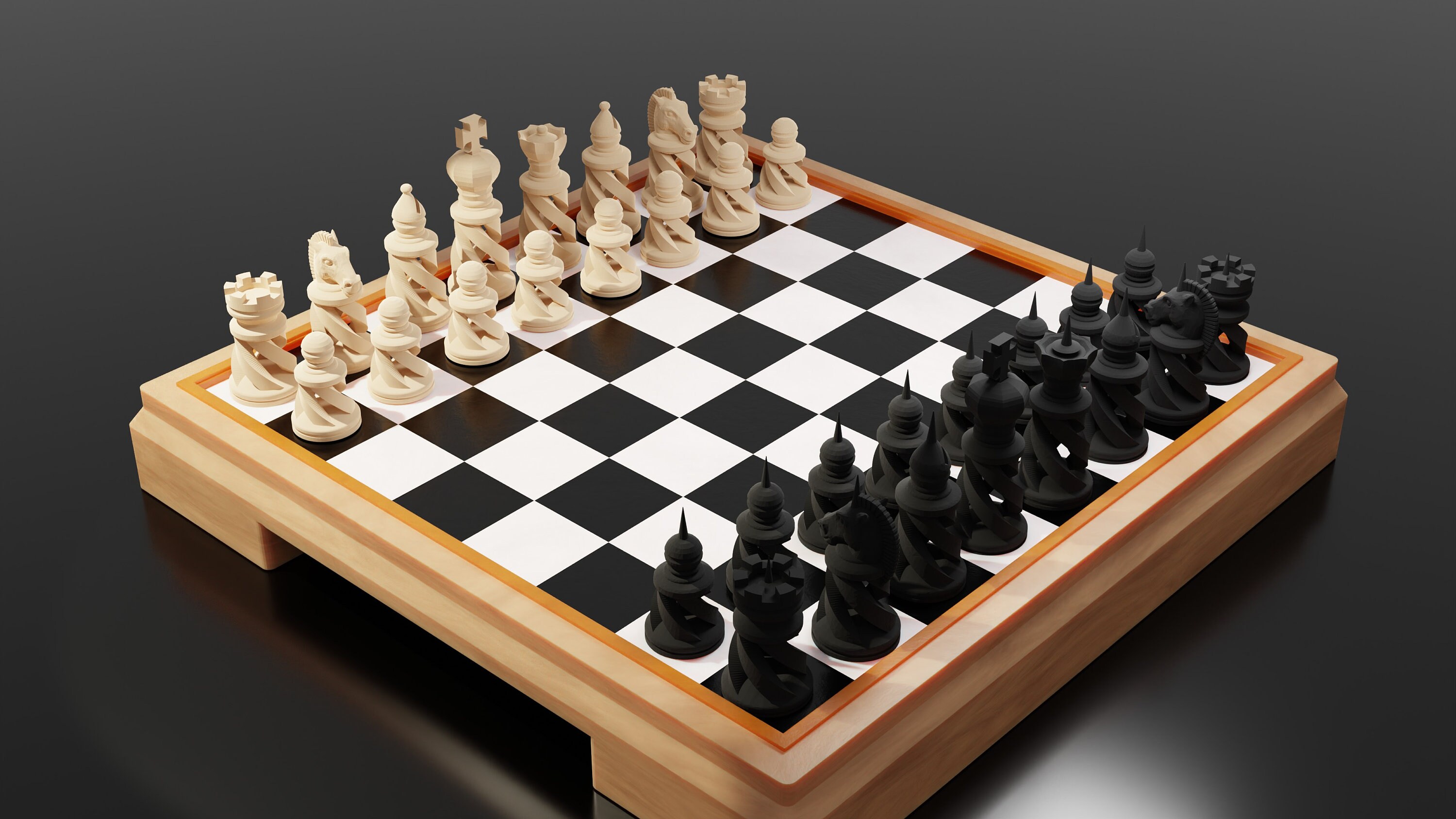 Chess Set Modern 3D Print File Stl Chess Set Premium - Etsy