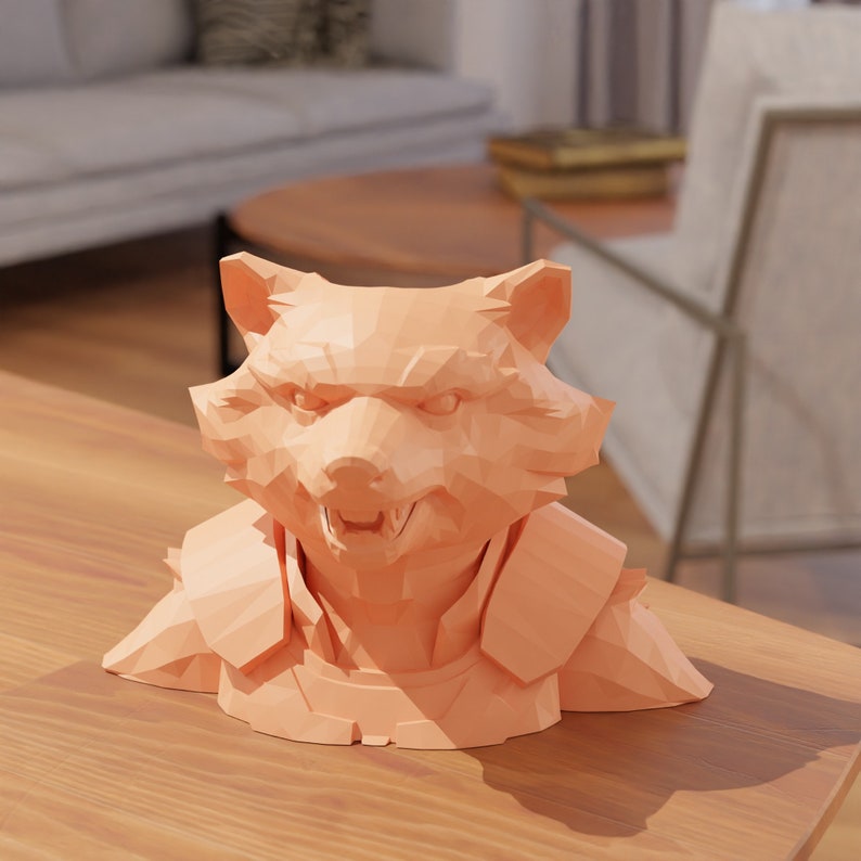 Rocket Raccoon Pen Holder STL File 3D Printed Pen Holder Office Decoration Table Decor Desk ...