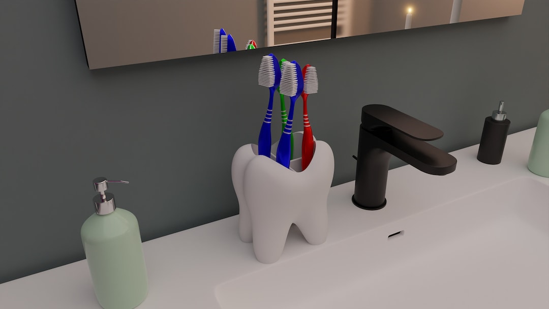 Toothbrush Holder Stl File - Bathroom Organizer - Toothbrush Stand ...
