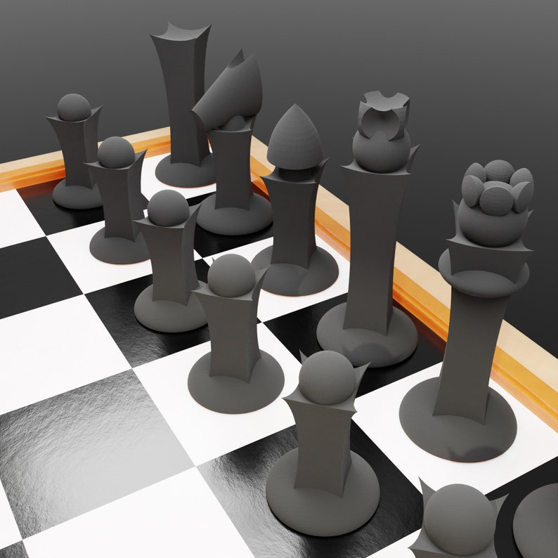 Chess Set Modern - 3D Print File Stl, Chess Set - Premium Chess Set ...