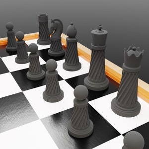 Chess Set Modern - 3D Print File Stl, Chess Set - Premium Chess Set ...