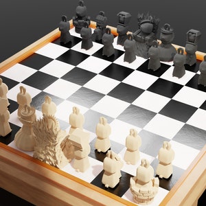 Rabbit Chess Set Modern - 3D Print File Stl, Chess Set - Premium Chess ...