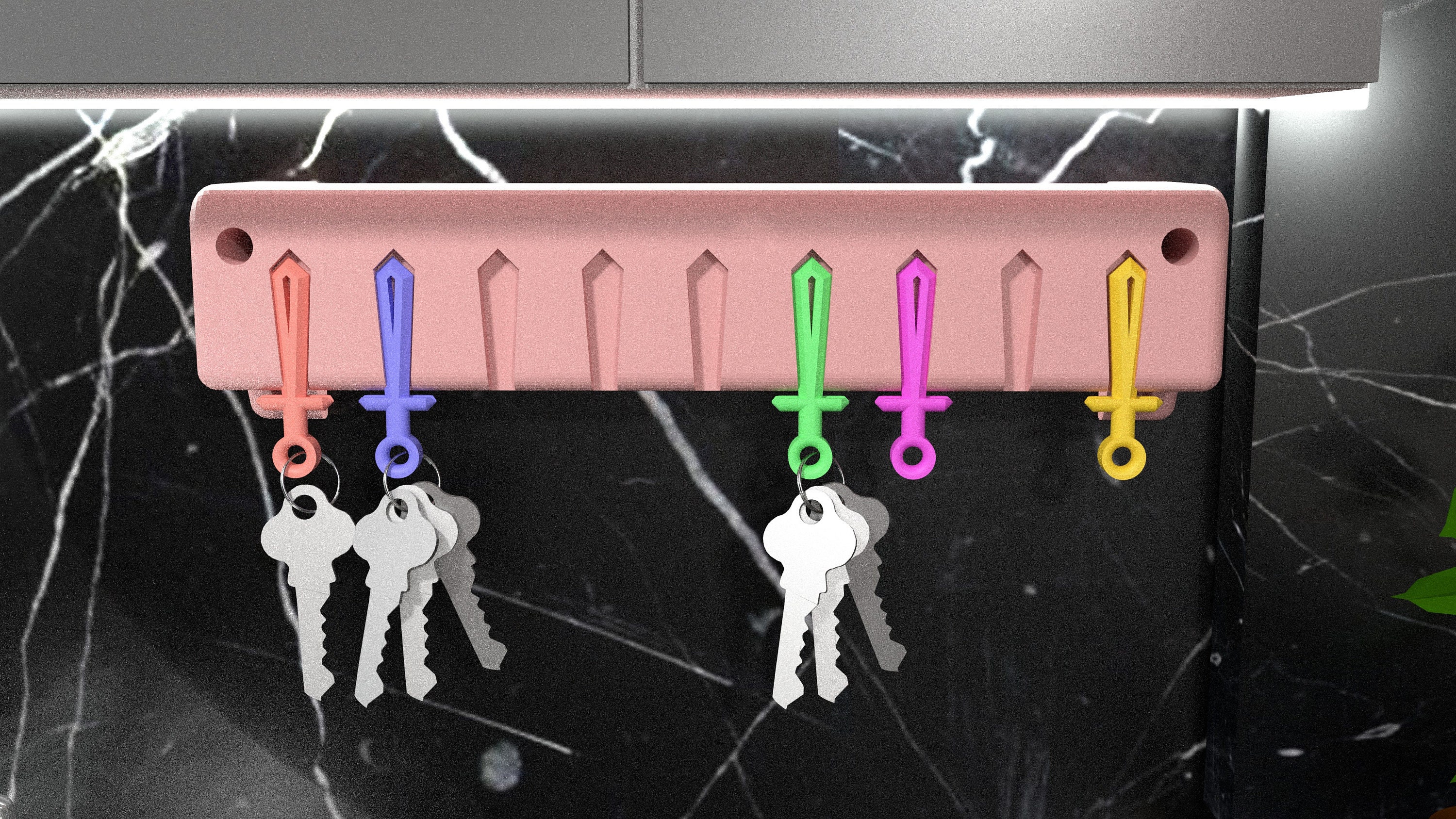 Key Holder for Wall Stl 3D Model Stl Home Decor Stl 3D Print Stl Files 3D Print Models Entryway ...