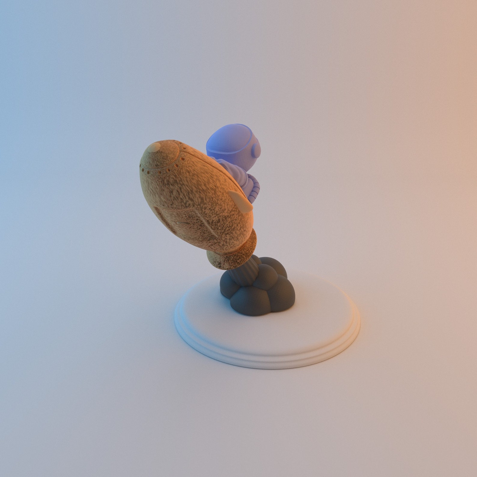 Astronaut Takes off on a Rocket Stl File 3d Printing Spaceman 3d Figure ...