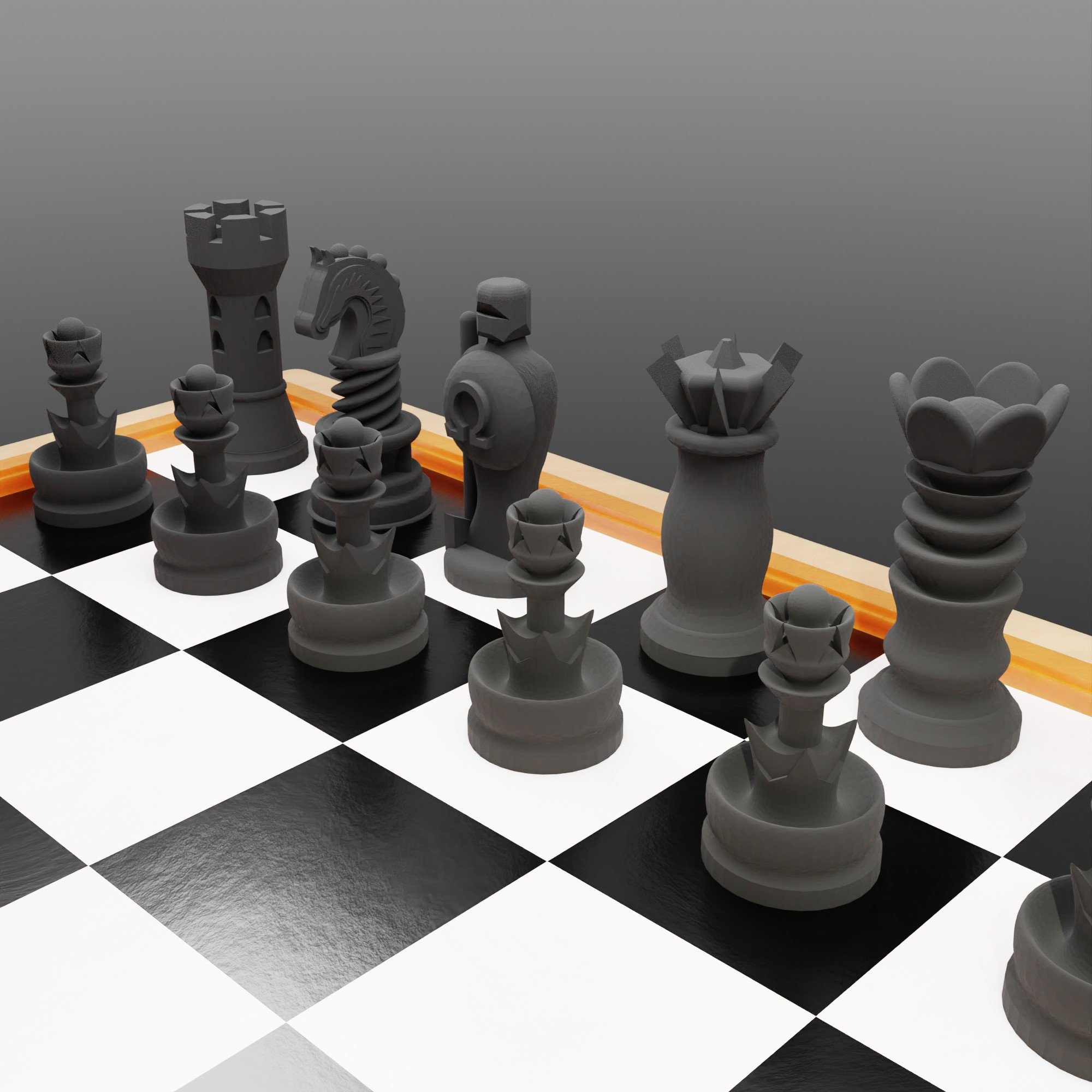 Chess Set Modern 3D Print File Stl, Chess Set Premium Chess Set Chess ...