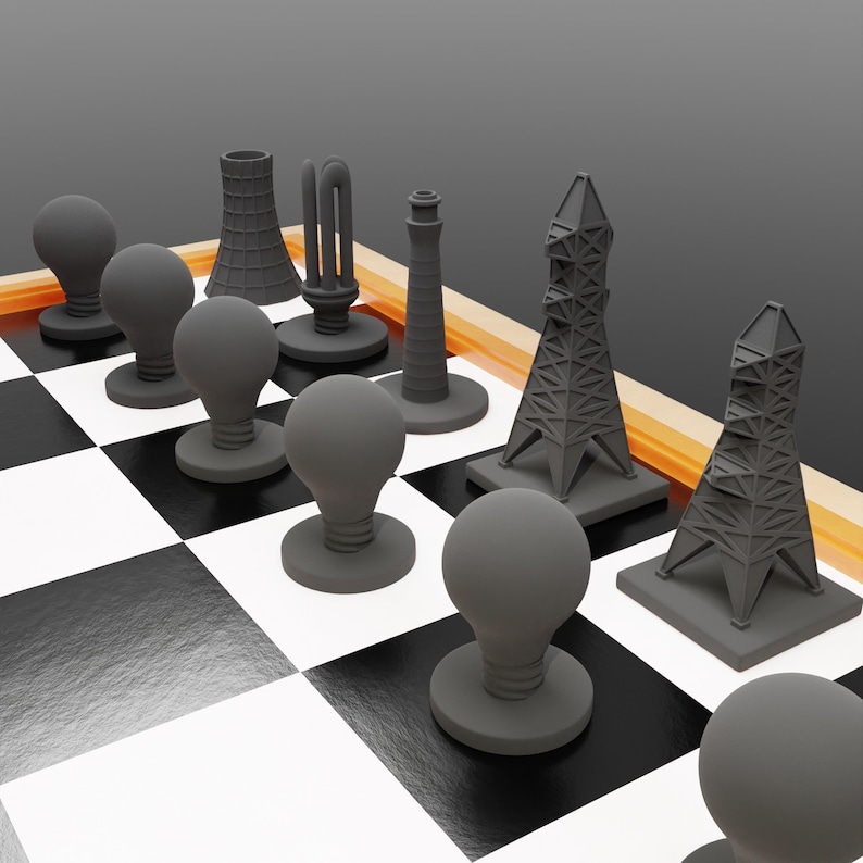 Chess Set Modern 3D Print File Stl, Chess Set Premium Chess Set Chess ...