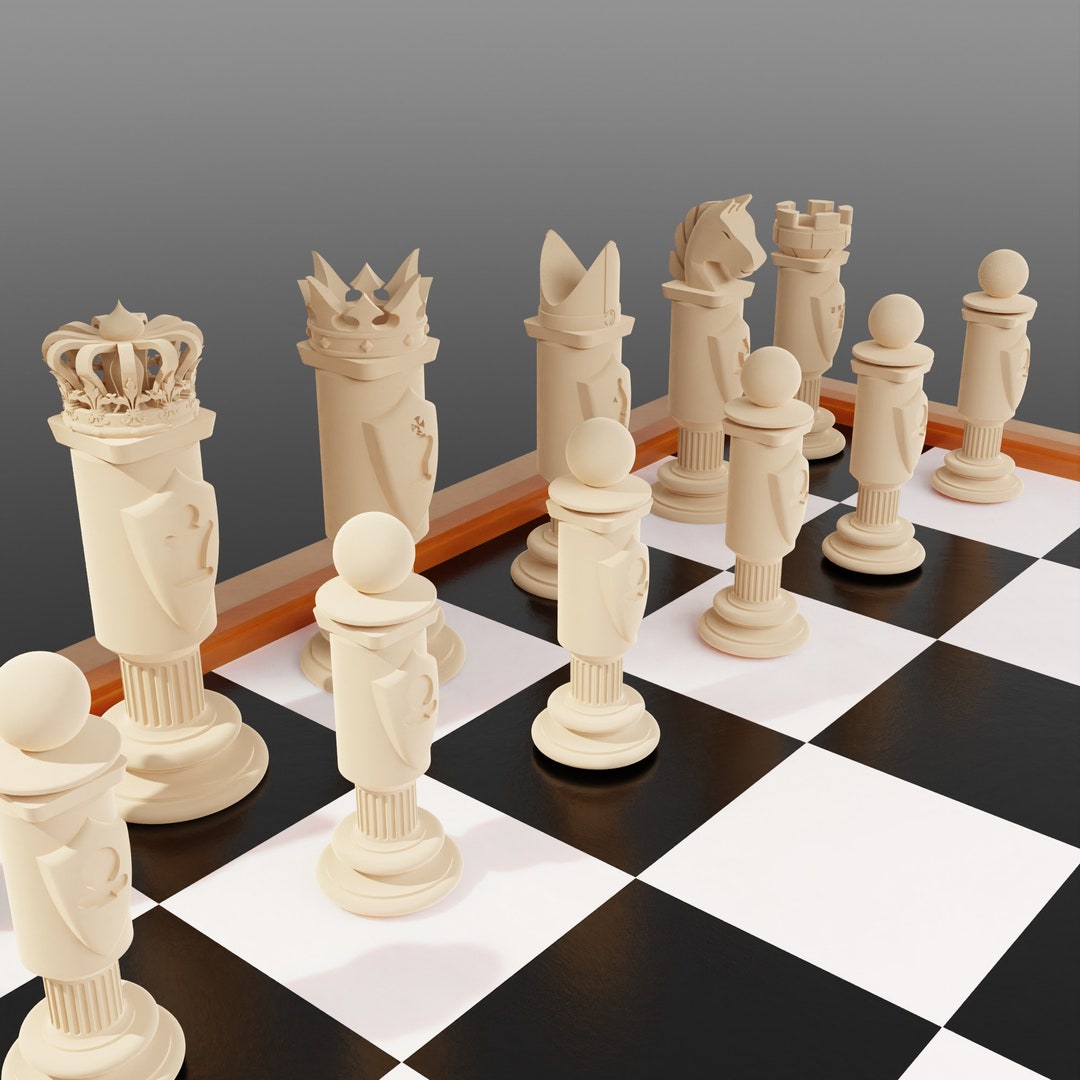 Chess Set Modern - 3D Print File Stl, Chess Set - Premium Chess Set ...