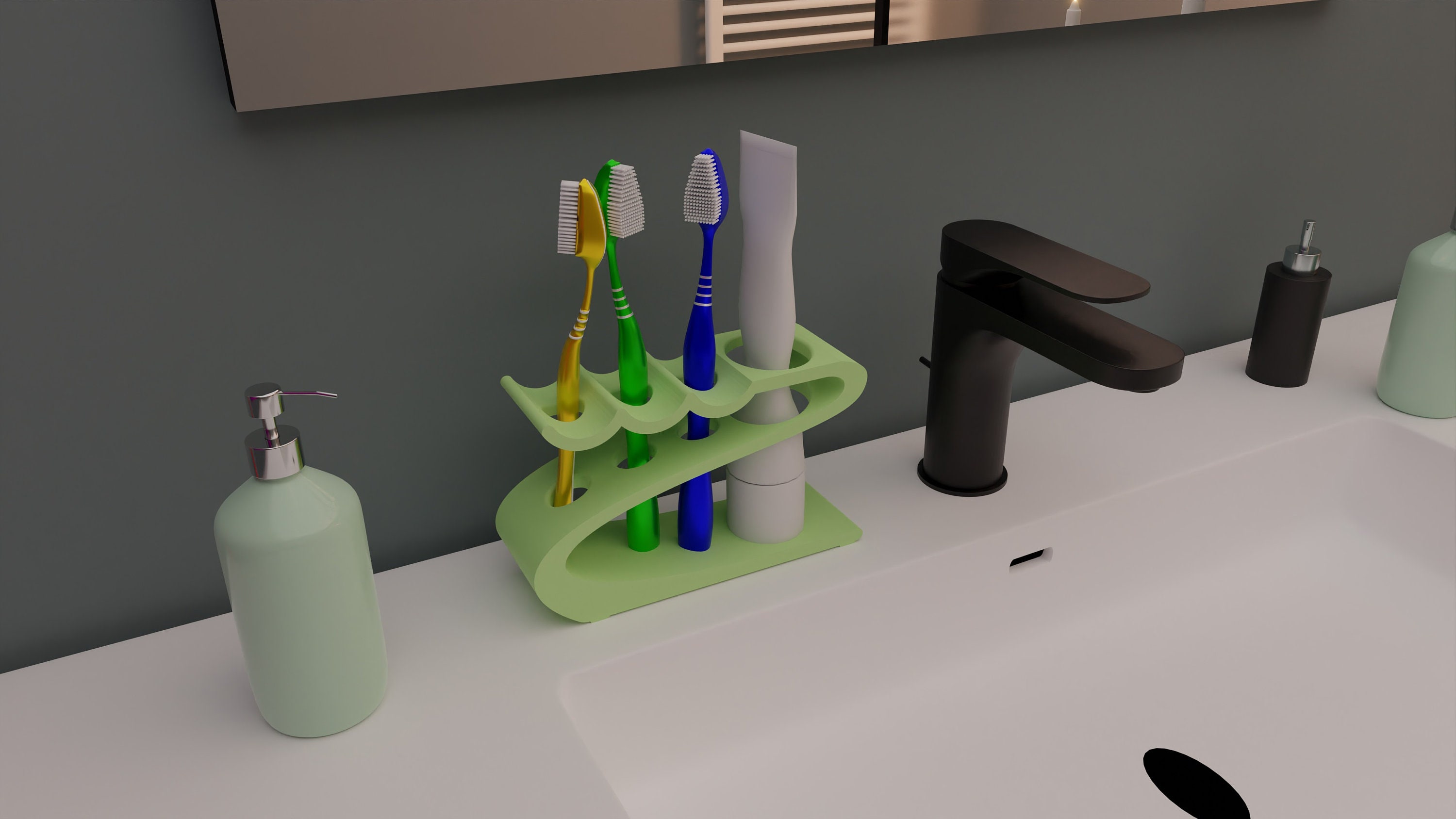 Toothbrush Holder Stl File Bathroom Organizer Toothbrush Stand Bathroom ...