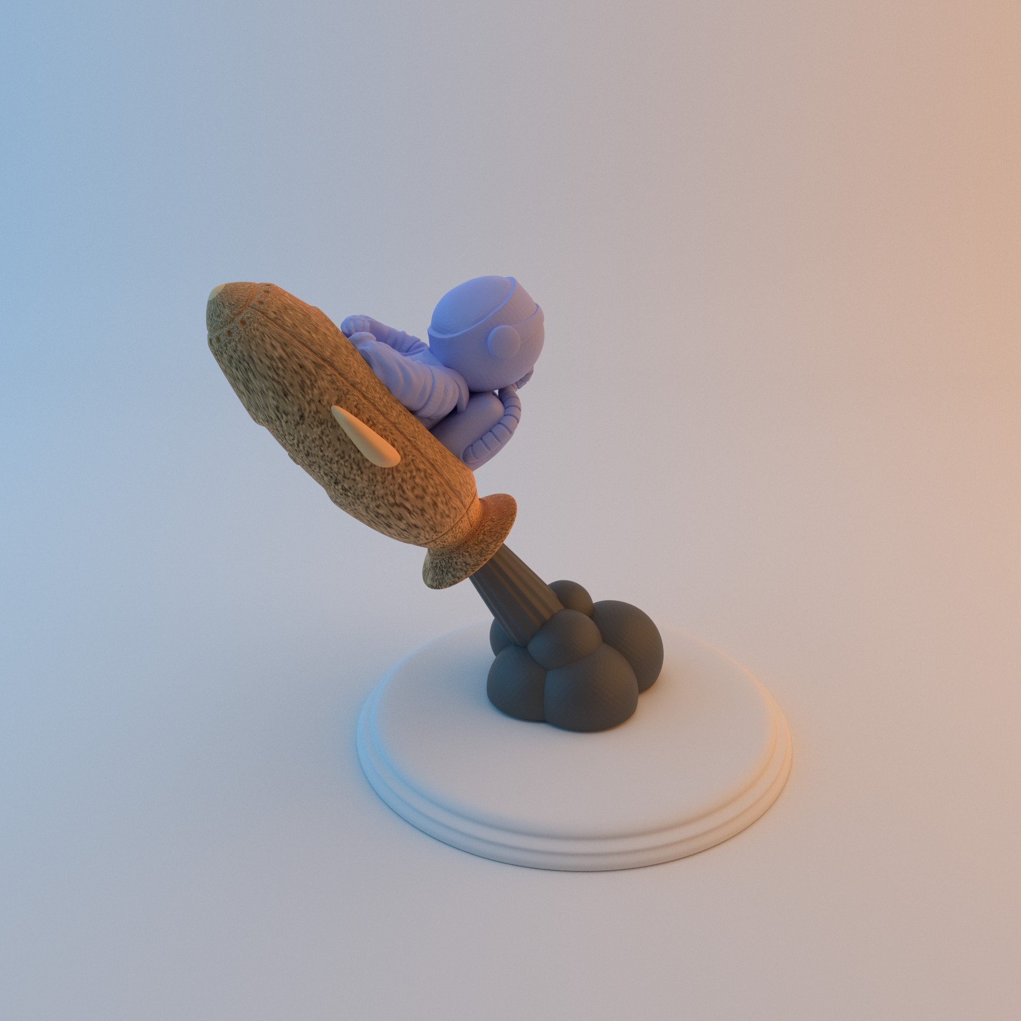 Astronaut Takes off on a Rocket Stl File 3d Printing Spaceman 3d Figure ...