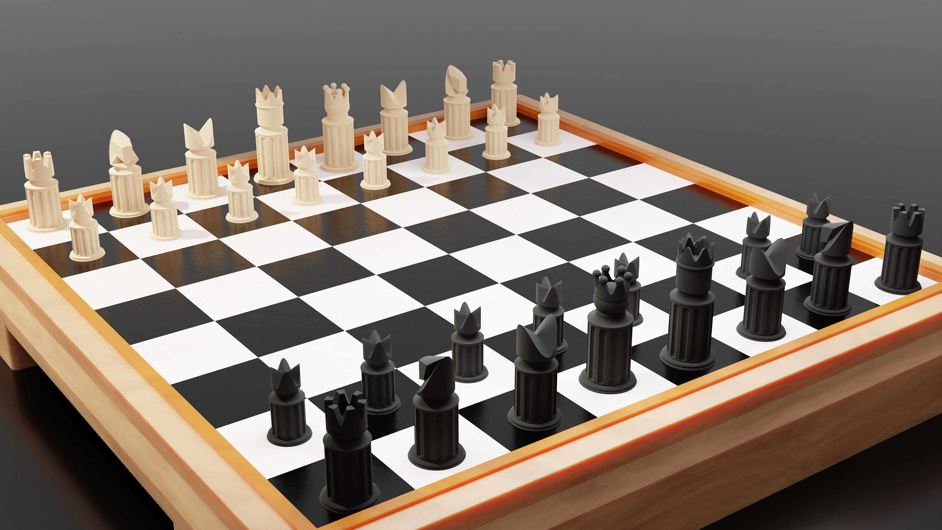 Chess Set Modern 3D Print File Stl, Chess Set Premium Chess Set Chess ...