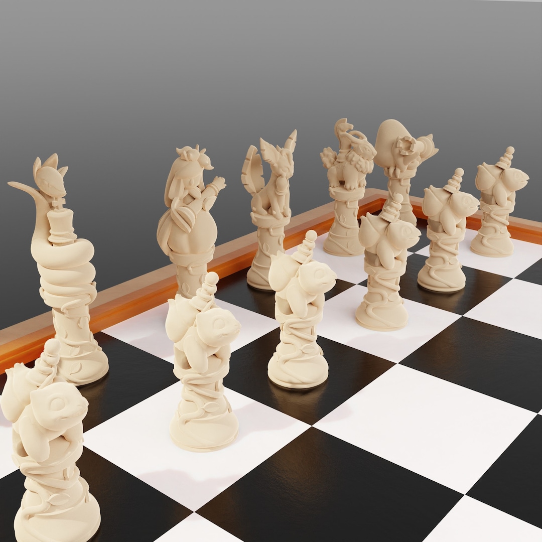Pokemon Chess Set 3D Print File Stl, Chess Set Premium Chess Set Chess ...