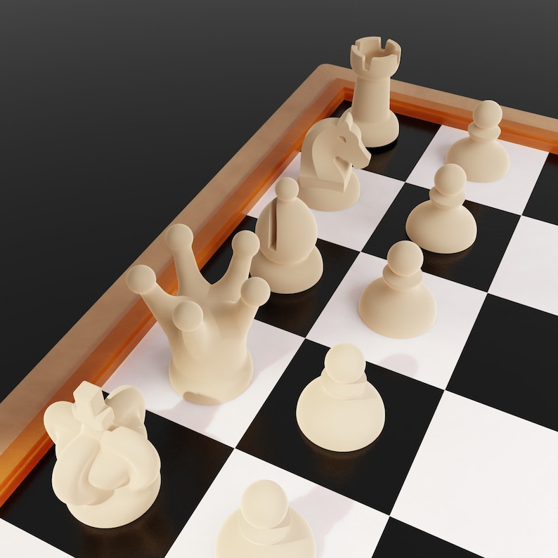 Chess Set Modern 3D Print File Stl, Chess Set Premium Chess Set Chess ...