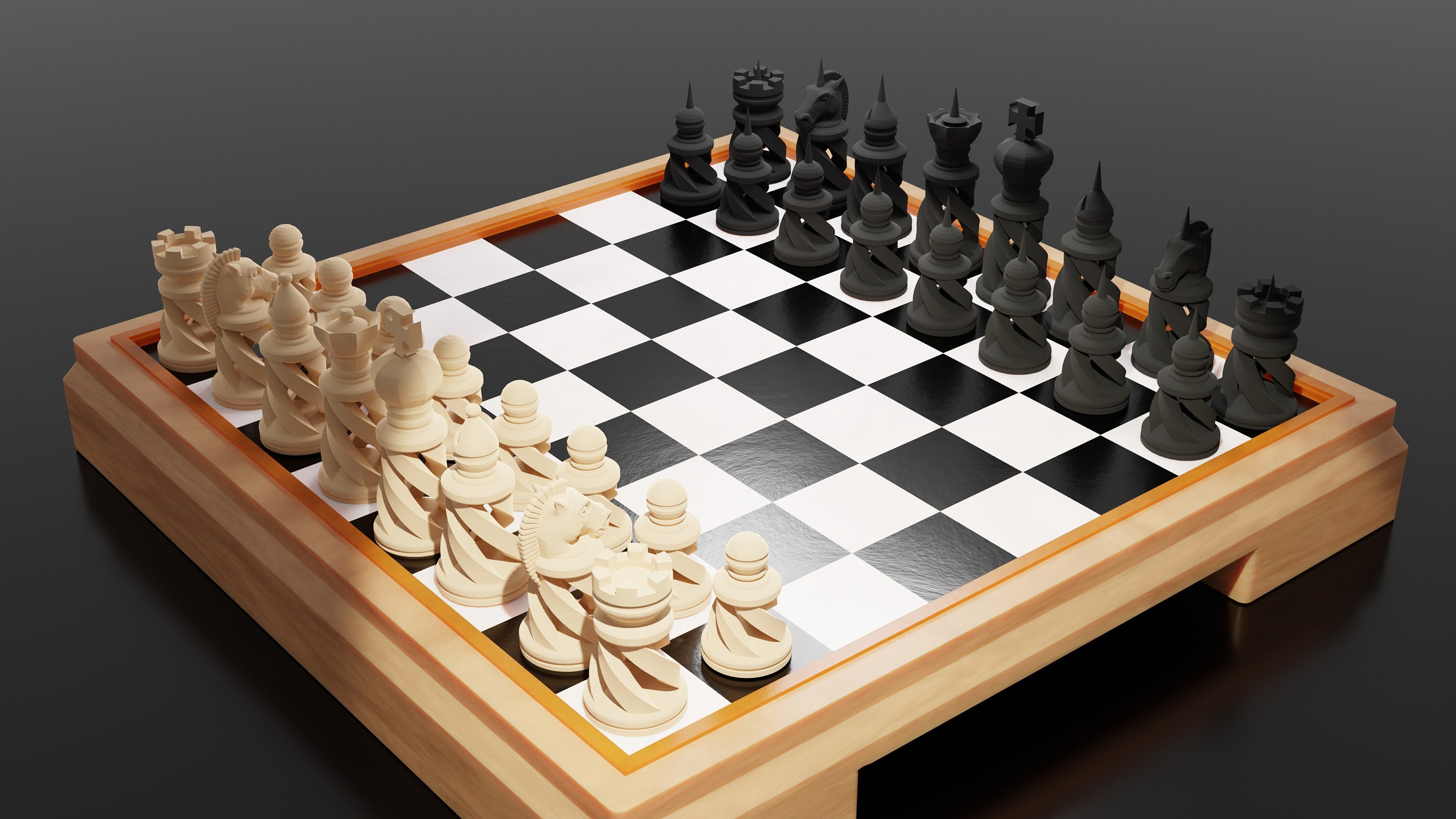 Chess Set Modern 3D Print File Stl Chess Set Premium - Etsy