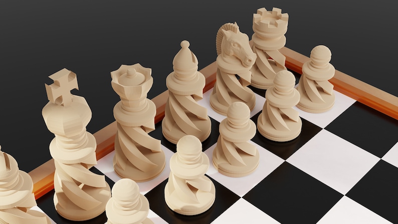 Chess Set Modern 3D Print File Stl Chess Set Premium - Etsy