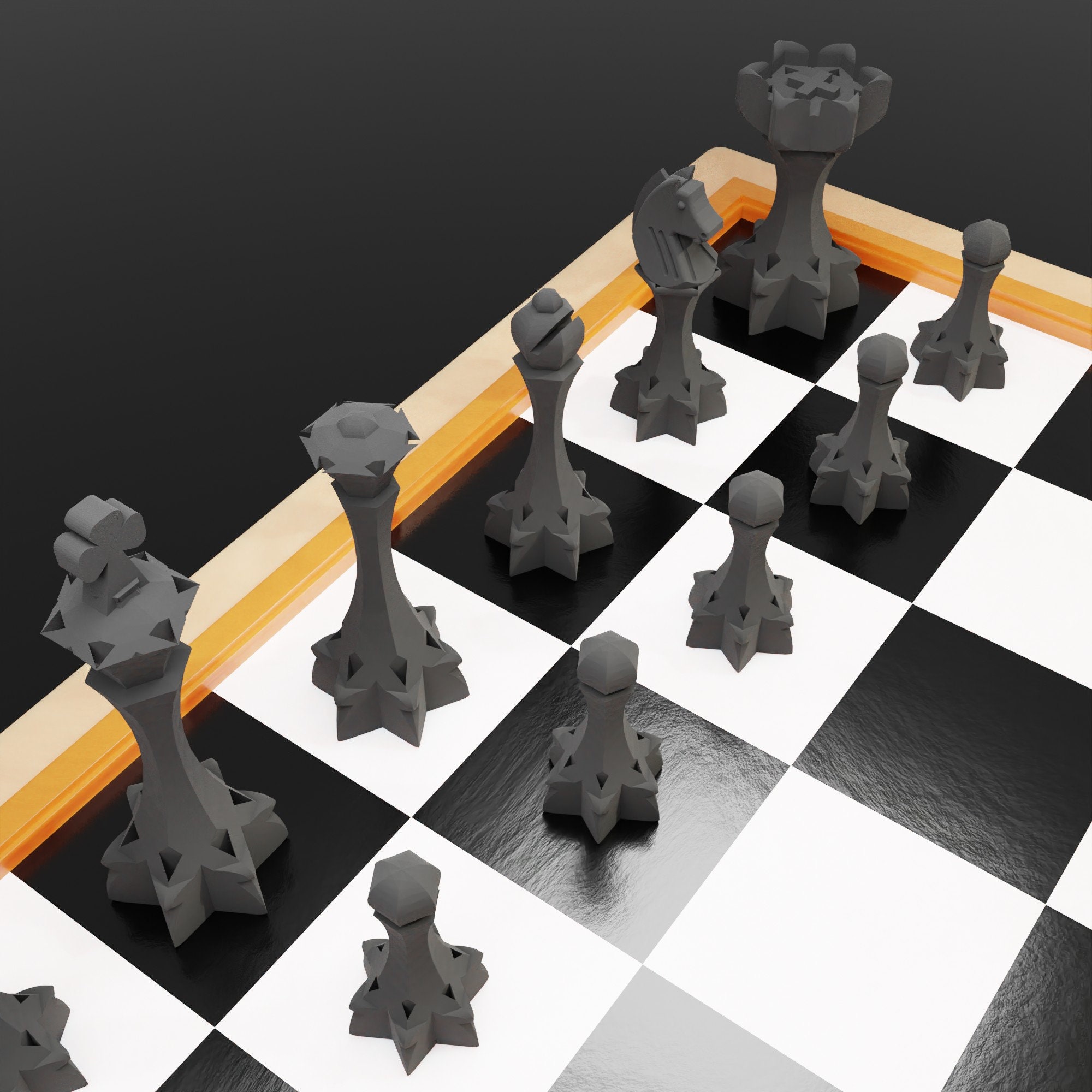Modern Chess Set 3D Print File Stl, Chess Set Premium Chess Set Chess ...