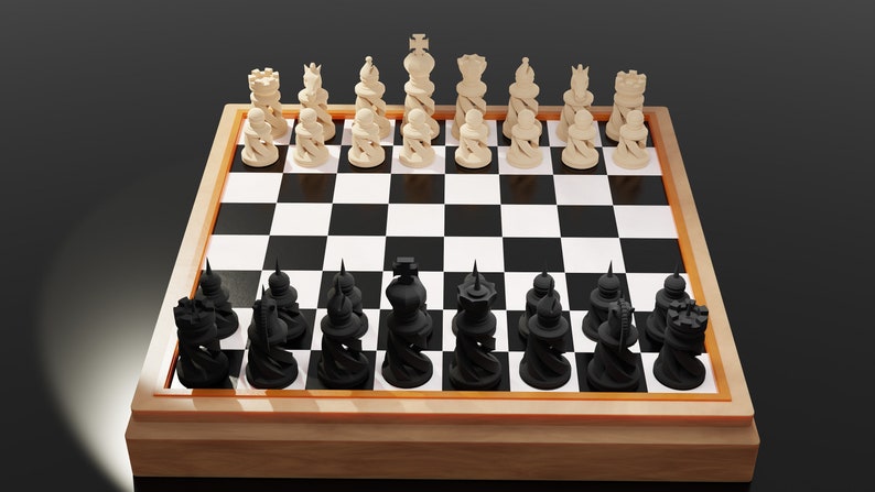 Chess Set Modern 3D Print File Stl Chess Set Premium - Etsy