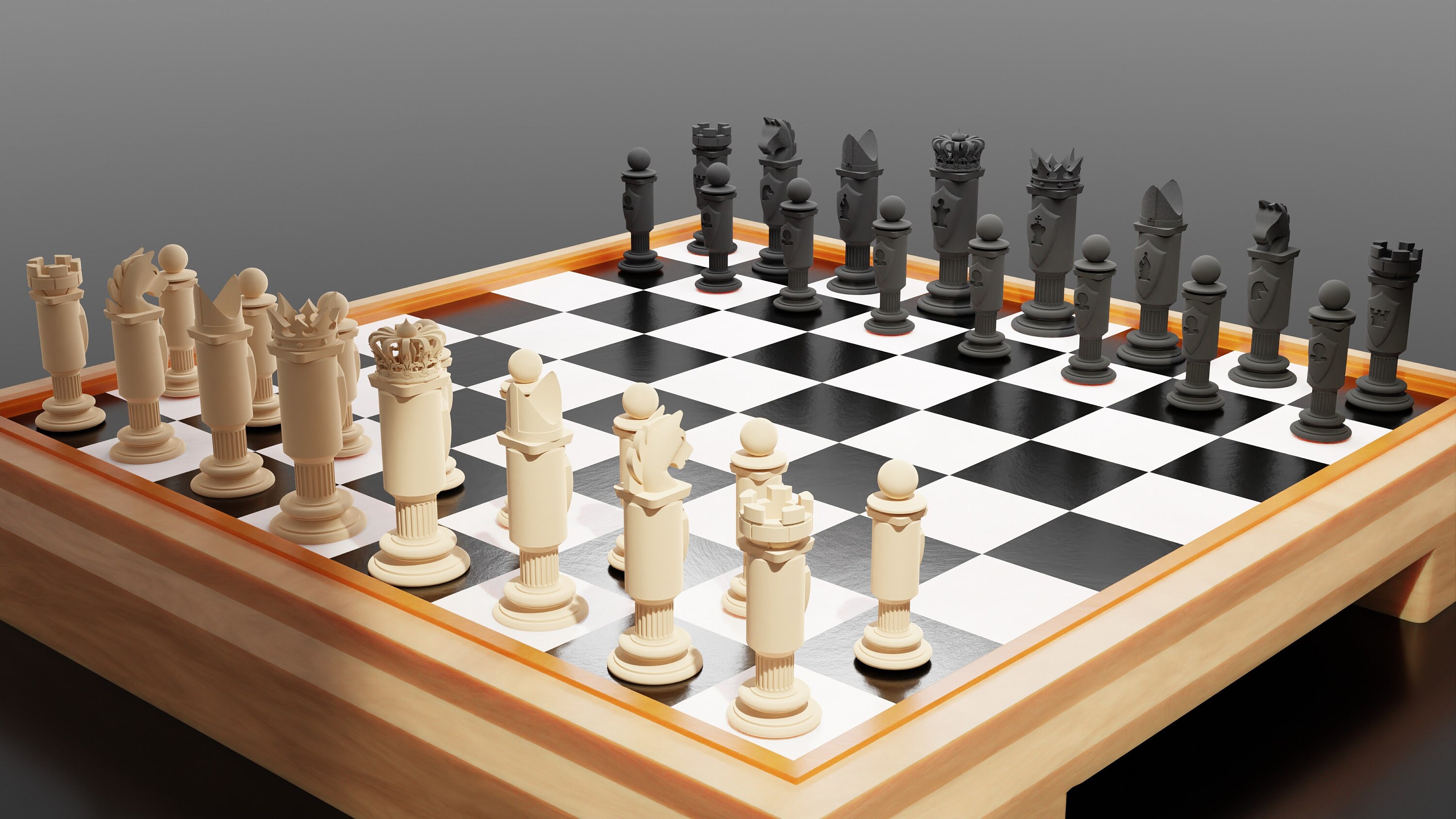 Chess Set Modern 3D Print File Stl, Chess Set Premium Chess Set Chess ...