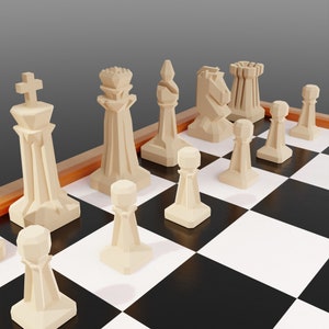 Chess Set Modern - 3D Print File Stl, Chess Set - Premium Chess Set ...