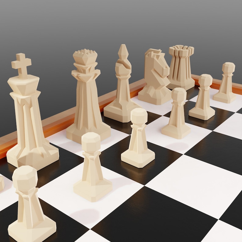 Chess Set Modern 3D Print File Stl, Chess Set Premium Chess Set Chess ...
