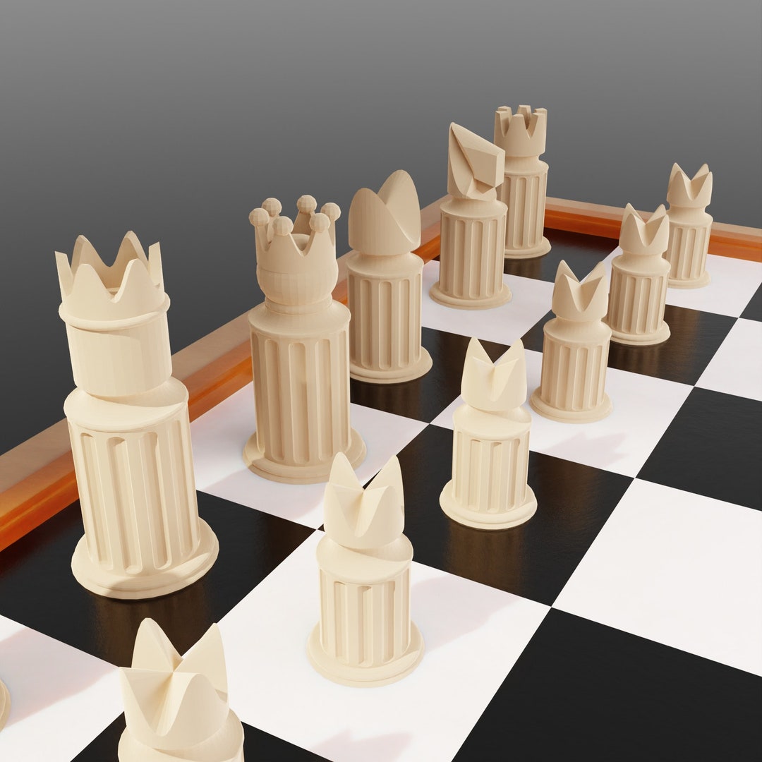 Chess Set Modern - 3D Print File Stl, Chess Set - Premium Chess Set ...