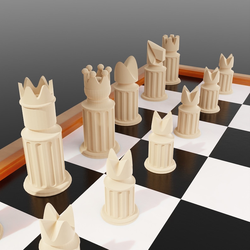 Chess Set Modern 3D Print File Stl, Chess Set Premium Chess Set Chess ...