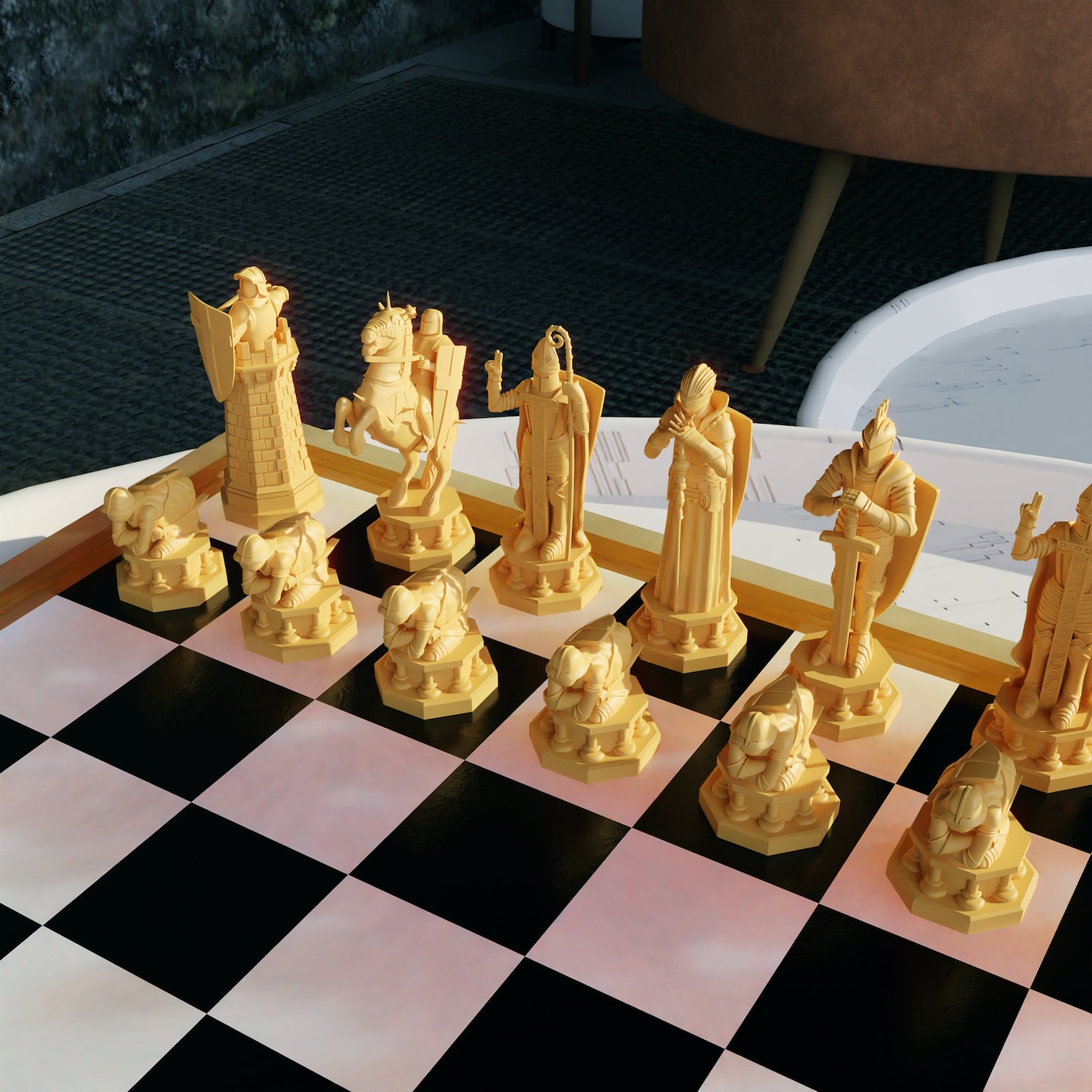 Chess Set Modern 3D Print File Stl, Chess Set Premium Chess Set Chess ...