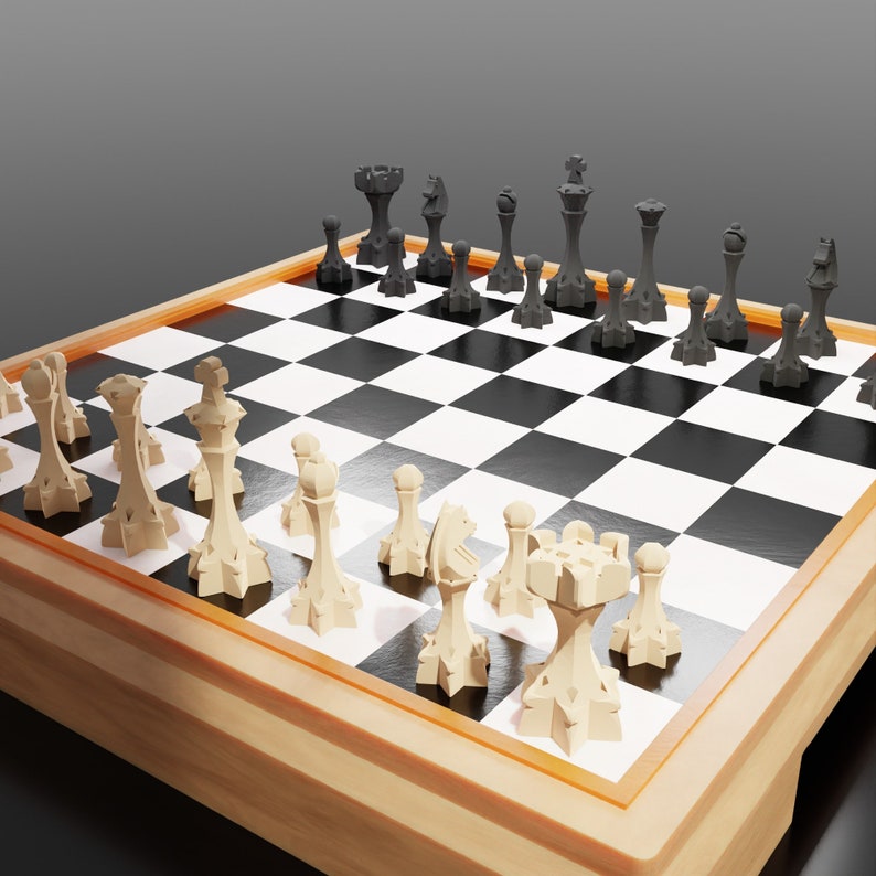 Modern Chess Set 3D Print File Stl, Chess Set Premium Chess Set Chess ...