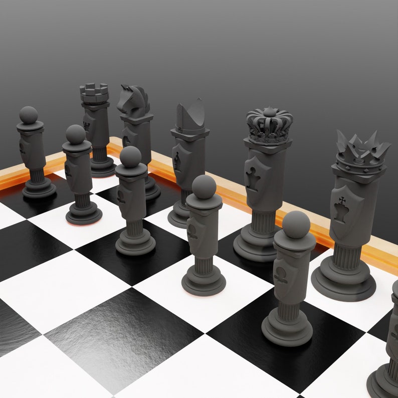 Chess Set Modern 3D Print File Stl, Chess Set Premium Chess Set Chess ...