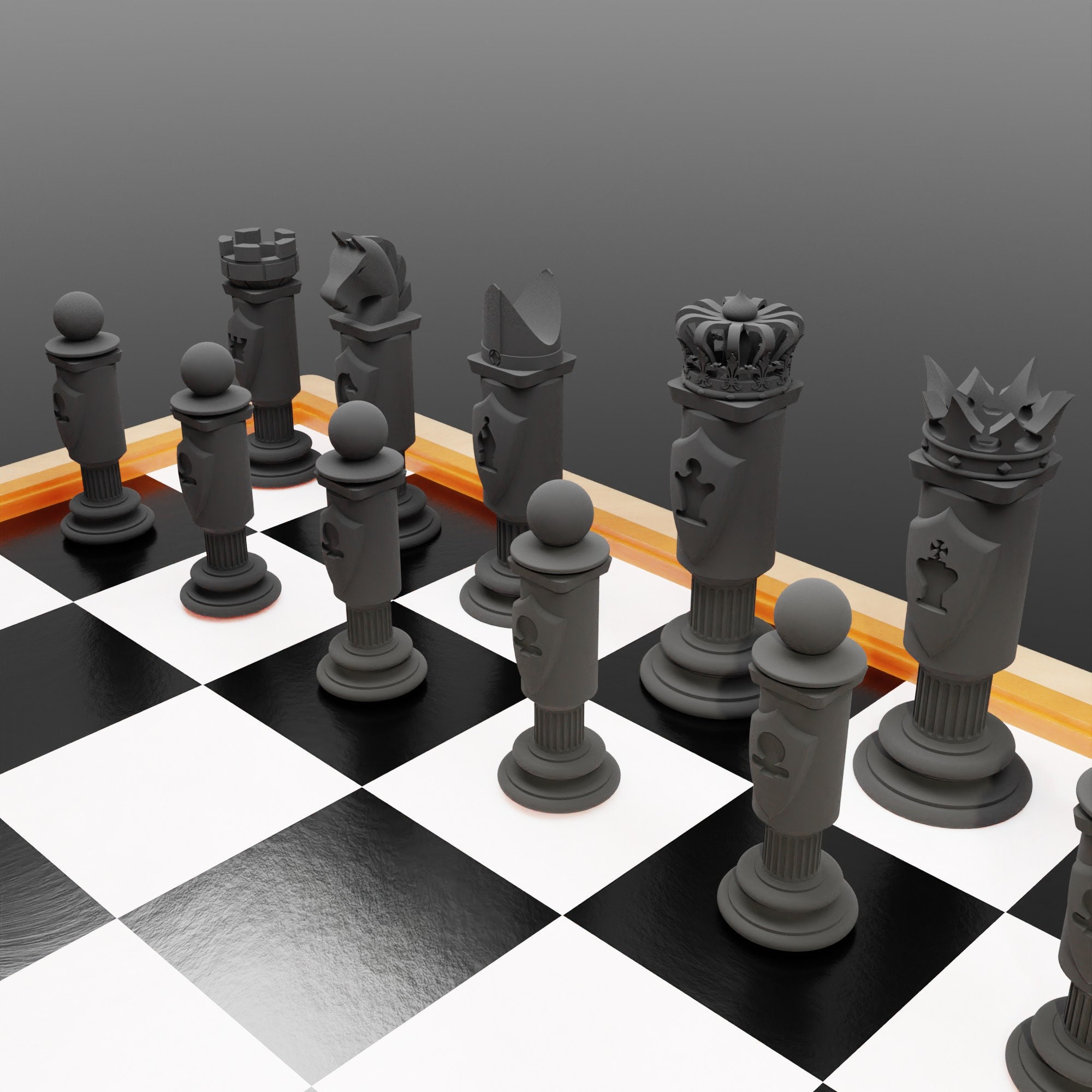 Chess Set Modern 3D Print File Stl, Chess Set Premium Chess Set Chess ...