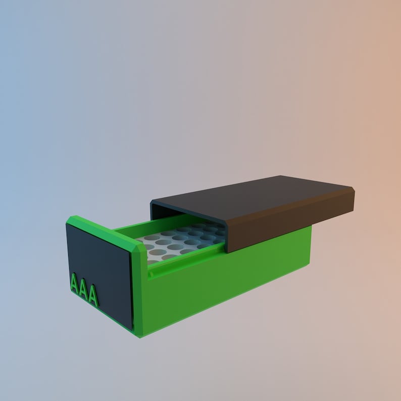 Battery Holderer Organizer for AAA Batteries Mini Container STL File 3D ...