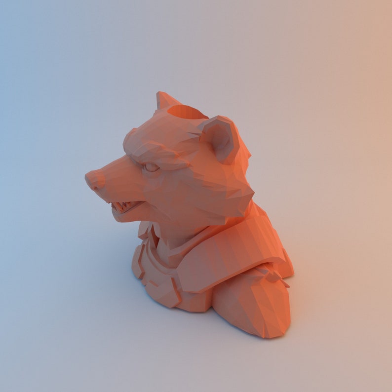 Rocket Raccoon Pen Holder STL File 3D Printed Pen Holder Office Decoration Table Decor Desk ...