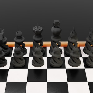 Chess Set Modern - 3D Print File Stl, Chess Set - Premium Chess Set ...