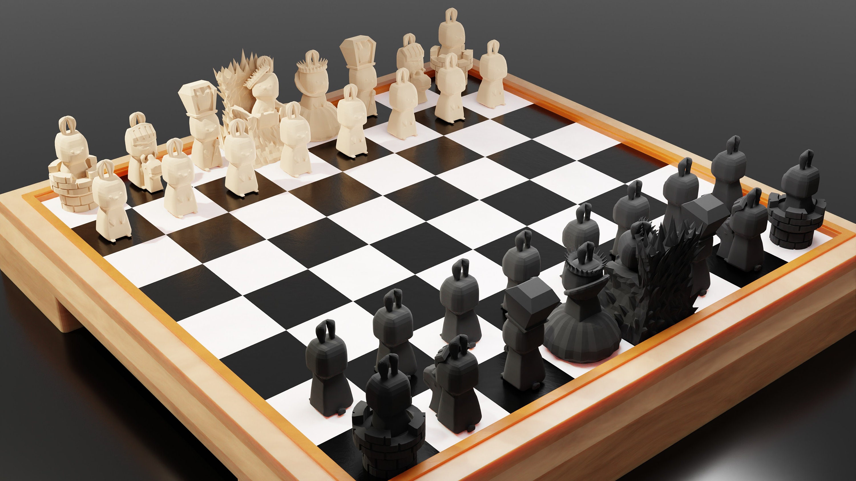 Rabbit Chess Set Modern 3D Print File Stl, Chess Set Premium Chess Set ...