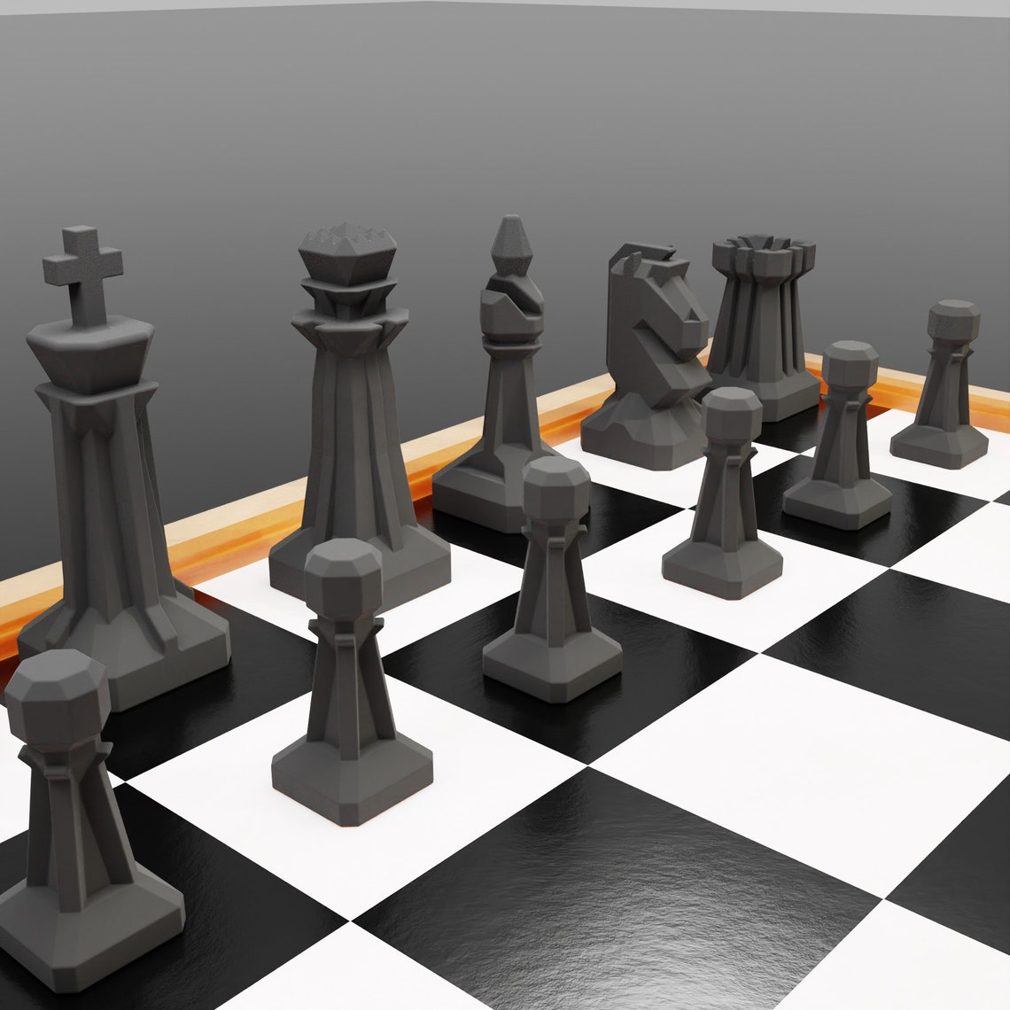 Chess Set Modern 3D Print File Stl Chess Set Premium - Etsy