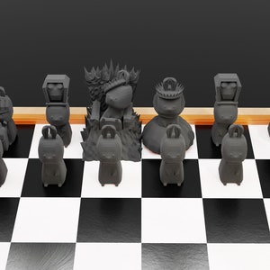 Rabbit Chess Set Modern - 3D Print File Stl, Chess Set - Premium Chess ...