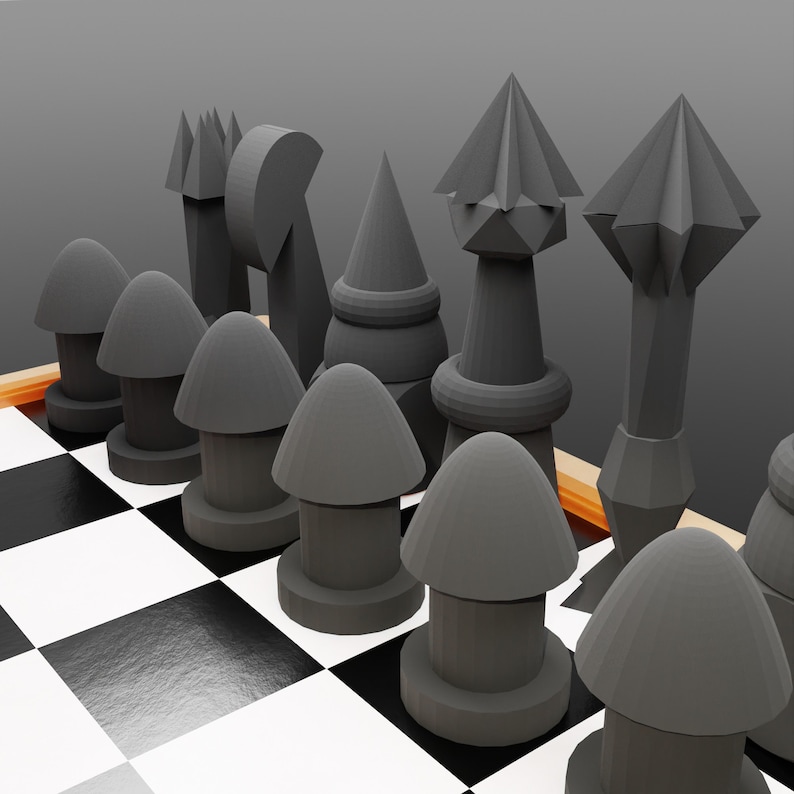 Chess Set Modern 3D Print File Stl Chess Set Premium - Etsy
