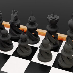 Chess Set Modern - 3D Print File Stl, Chess Set - Premium Chess Set ...