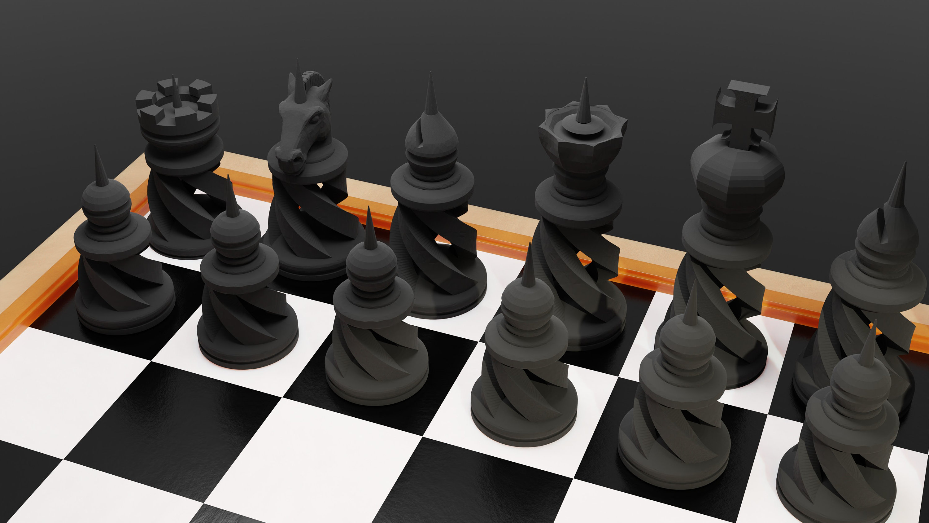 Chess Set Modern 3D Print File Stl Chess Set Premium - Etsy