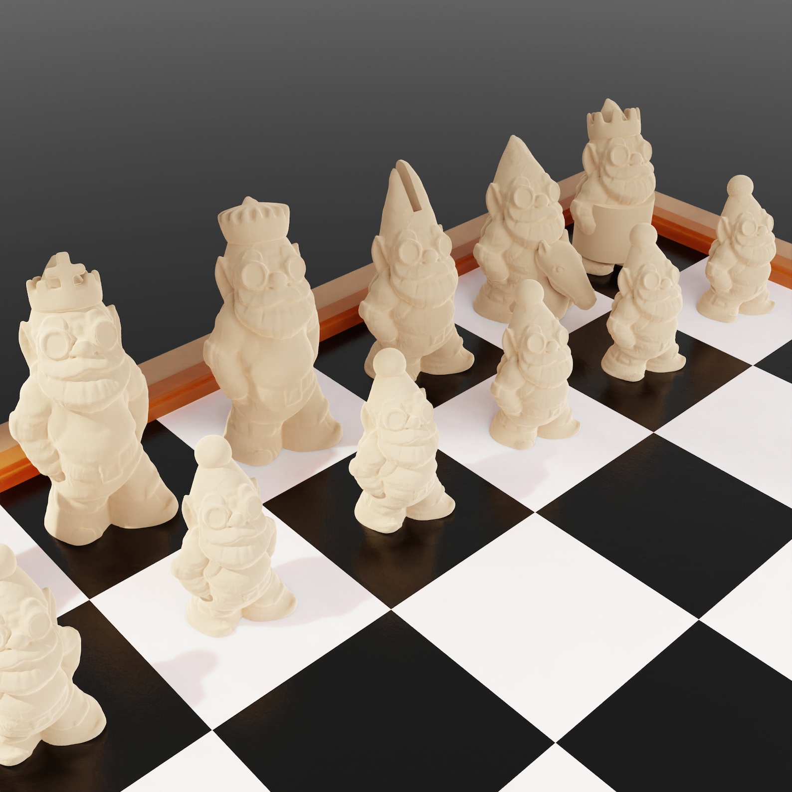 Gnome Chess Set 3D Print File Stl, Chess Set Premium Chess Set Chess Set Board Game Stl File ...