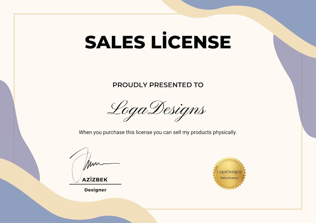Sales License for Physical Sales, Valid on All Products in the Store - Etsy