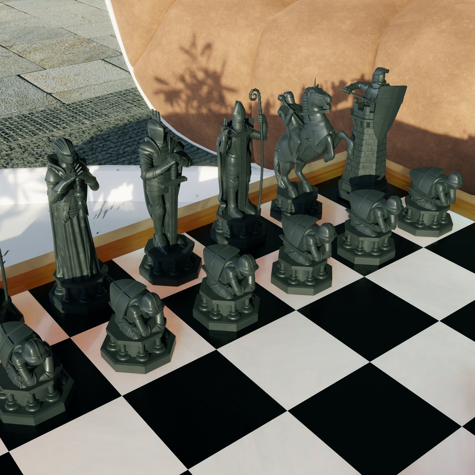 Chess Set Modern 3D Print File Stl, Chess Set Premium Chess Set Chess ...