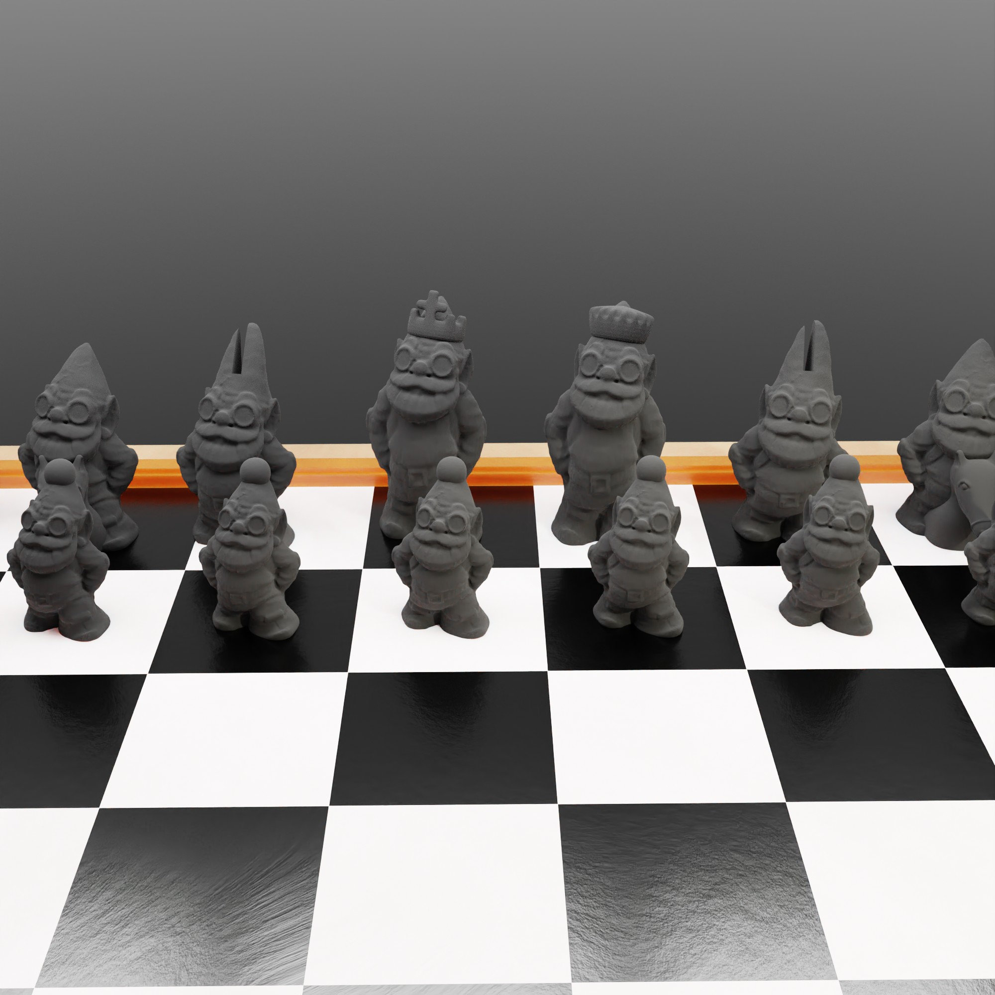 Gnome Chess Set 3D Print File Stl, Chess Set Premium Chess Set Chess Set Board Game Stl File ...