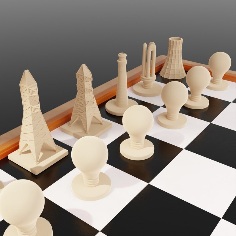 Chess Set Modern 3D Print File Stl, Chess Set Premium Chess Set Chess ...