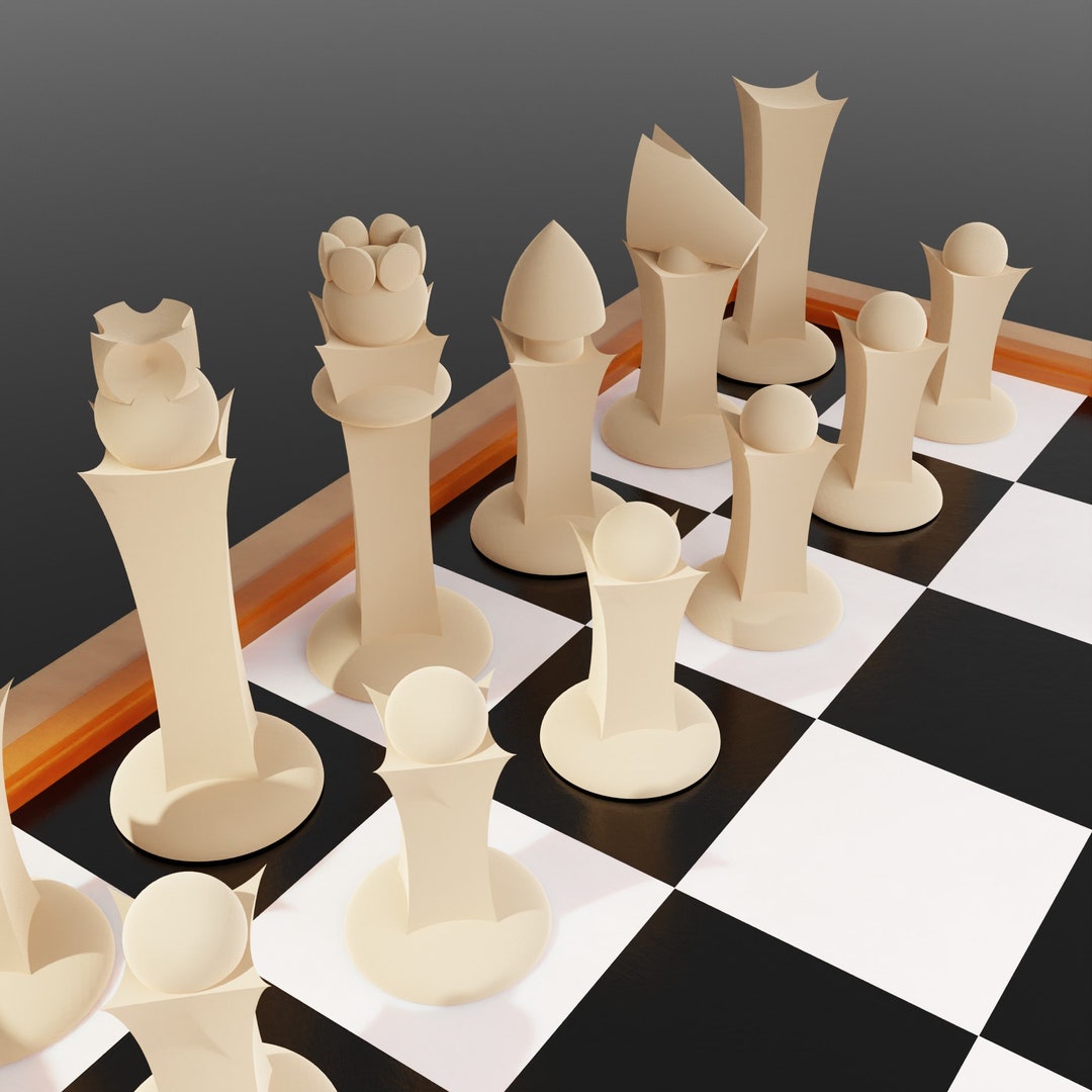 Chess Set Modern - 3D Print File Stl, Chess Set - Premium Chess Set ...
