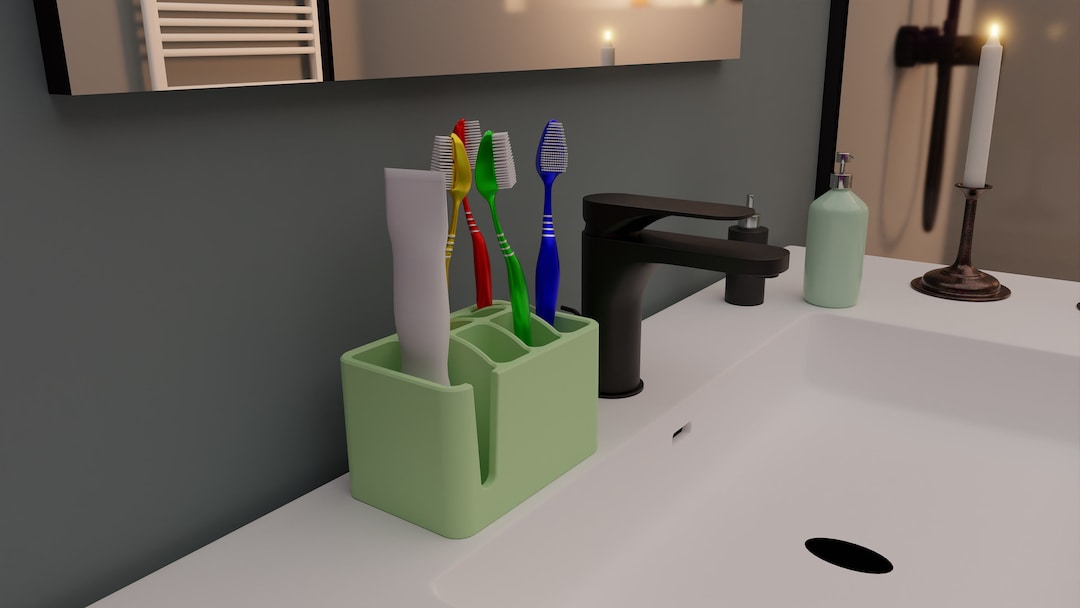 Toothbrush Holder Stl File - Bathroom Organizer - Toothbrush Stand ...