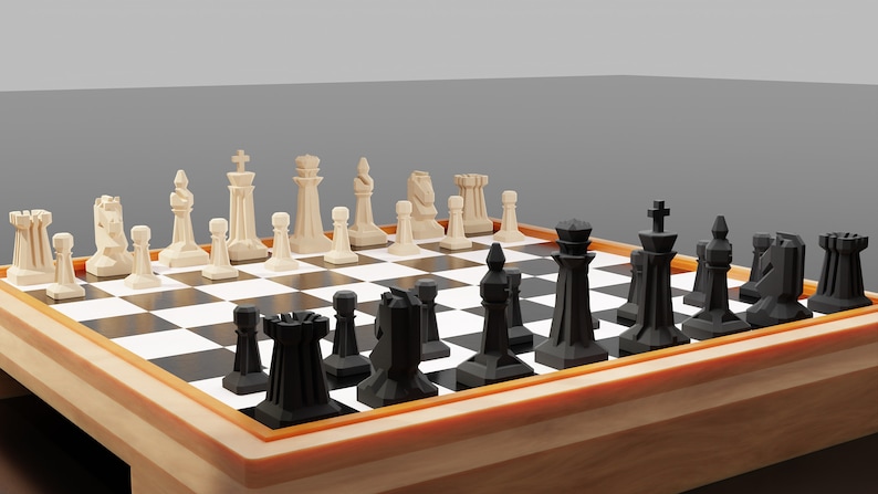 Chess Set Modern 3D Print File Stl, Chess Set Premium Chess Set Chess ...