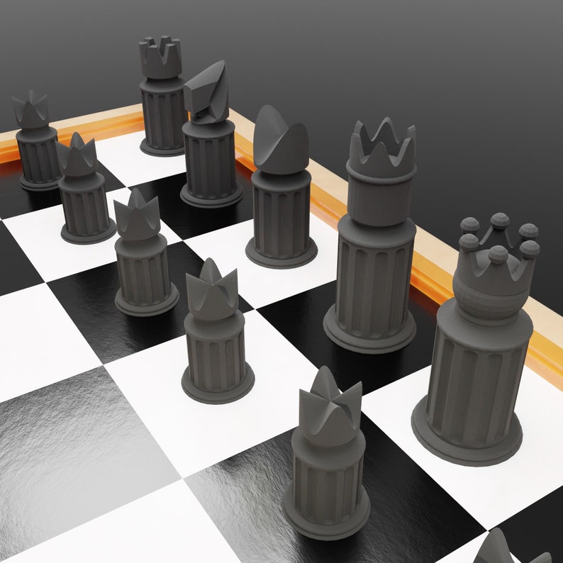 Chess Set Modern 3D Print File Stl, Chess Set Premium Chess Set Chess ...