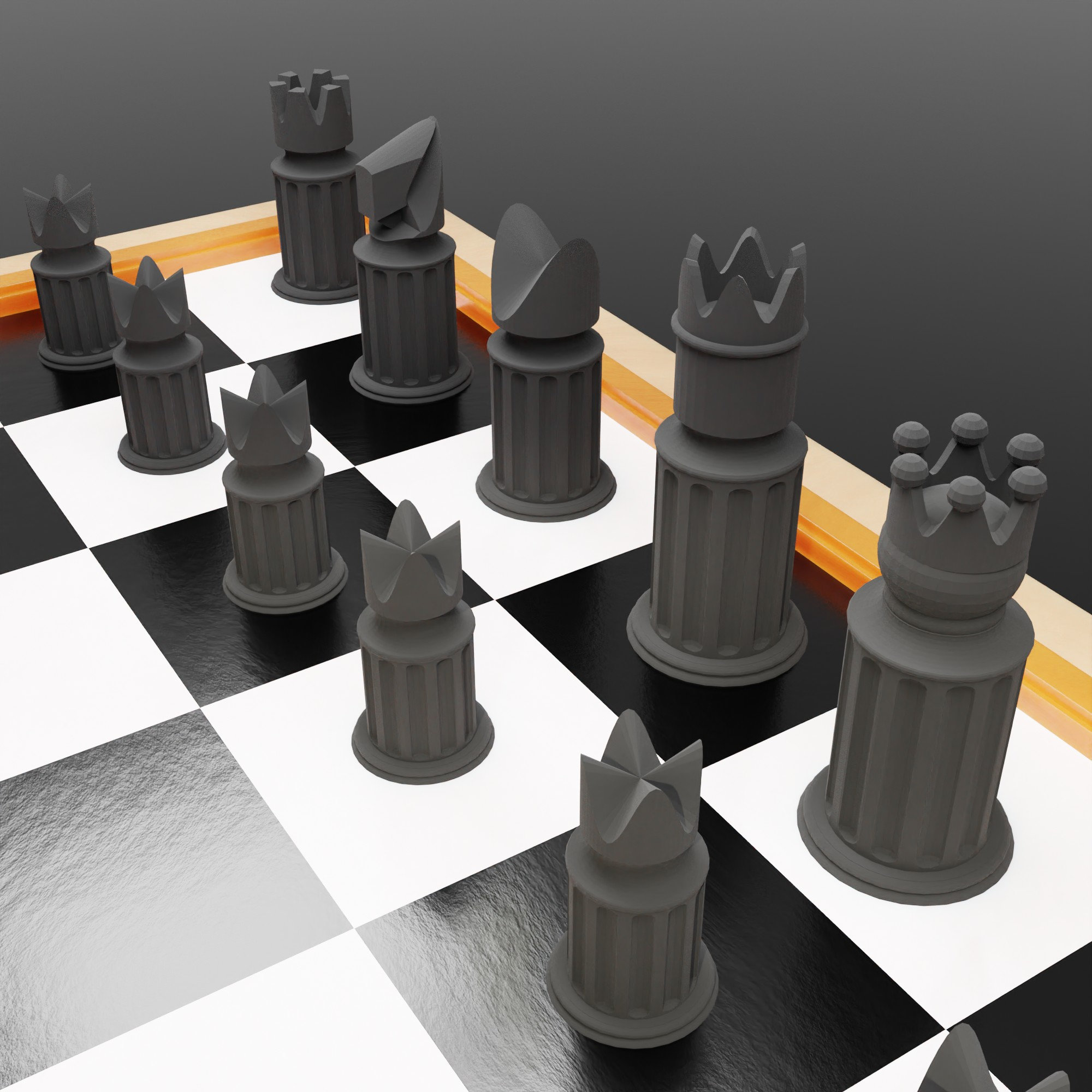 Chess Set Modern 3D Print File Stl, Chess Set Premium Chess Set Chess ...